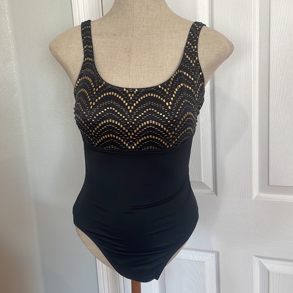 Miraclesuit | Swim | Miraclesuit One Piece Swimsuit Black Gold Slimming ...